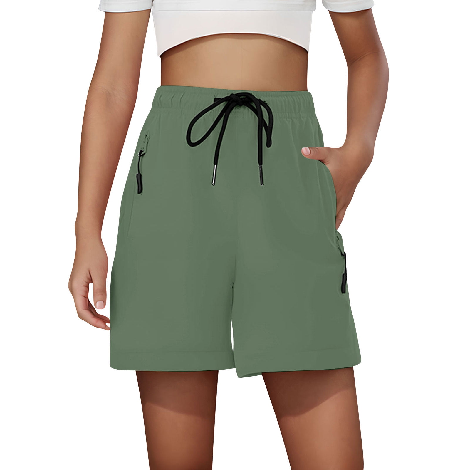 Babcutegg Girls Shorts, Pockets Cargo Pants Shorts for Child Green 11 T ...