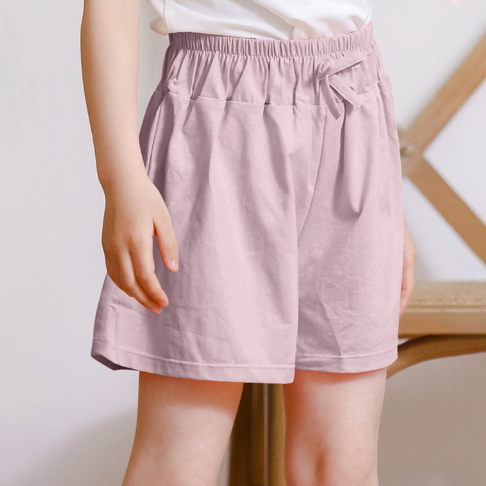 Babcutegg Girls Summer Wear Outfit, Soild Color Casual Mid Waist Shorts ...