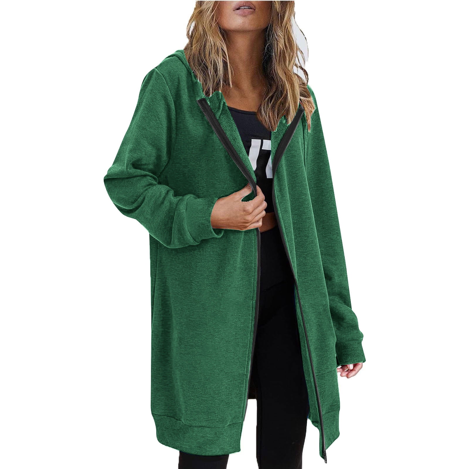 Babcutegg Jackets for Women Side Pockets Hooded Long Sleeve Womens Fall ...