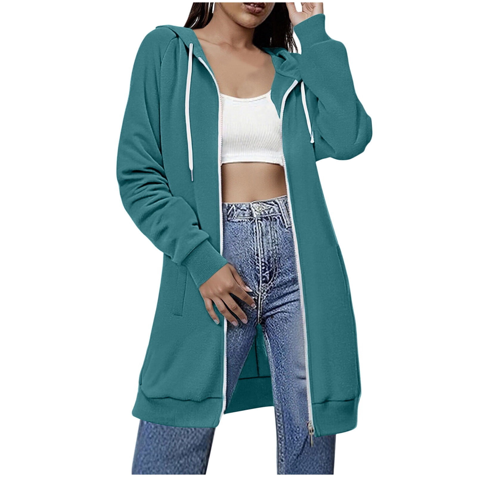 Babcutegg Jackets for Women Side Pockets Long Sleeve Hooded Womens Fall ...