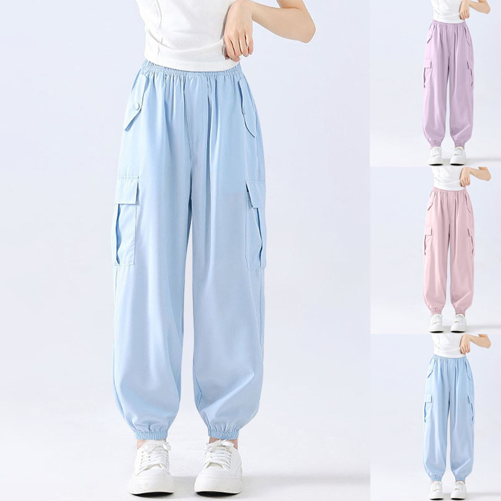 Babcutegg Kid Girls Capris Side Pockets Nylon&Spandex Elastic Waist ...