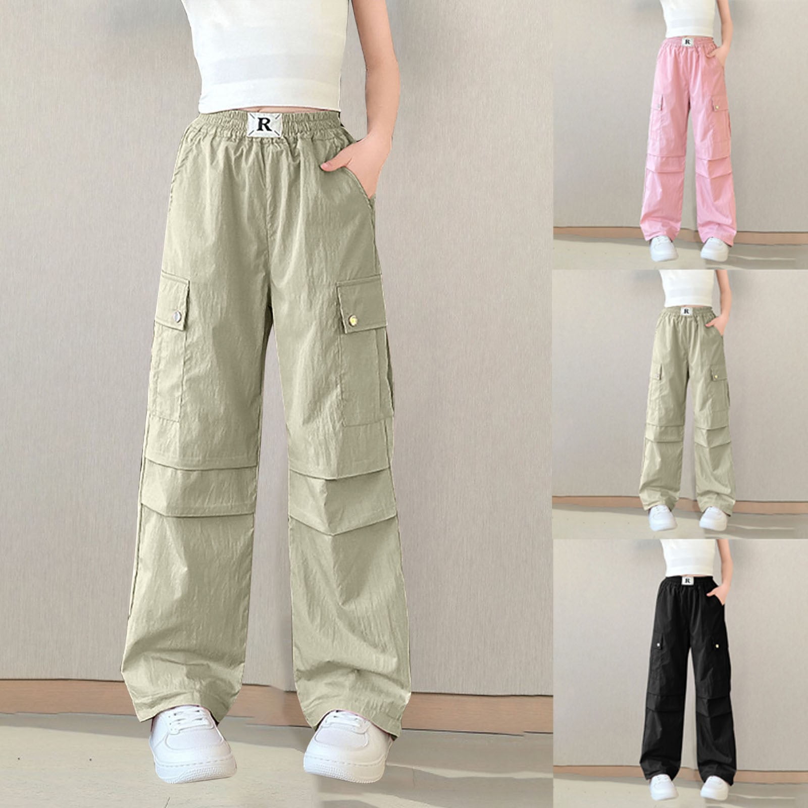 Babcutegg Kid Girls Capris Side Pockets Straight Leg Nylon&Spandex ...