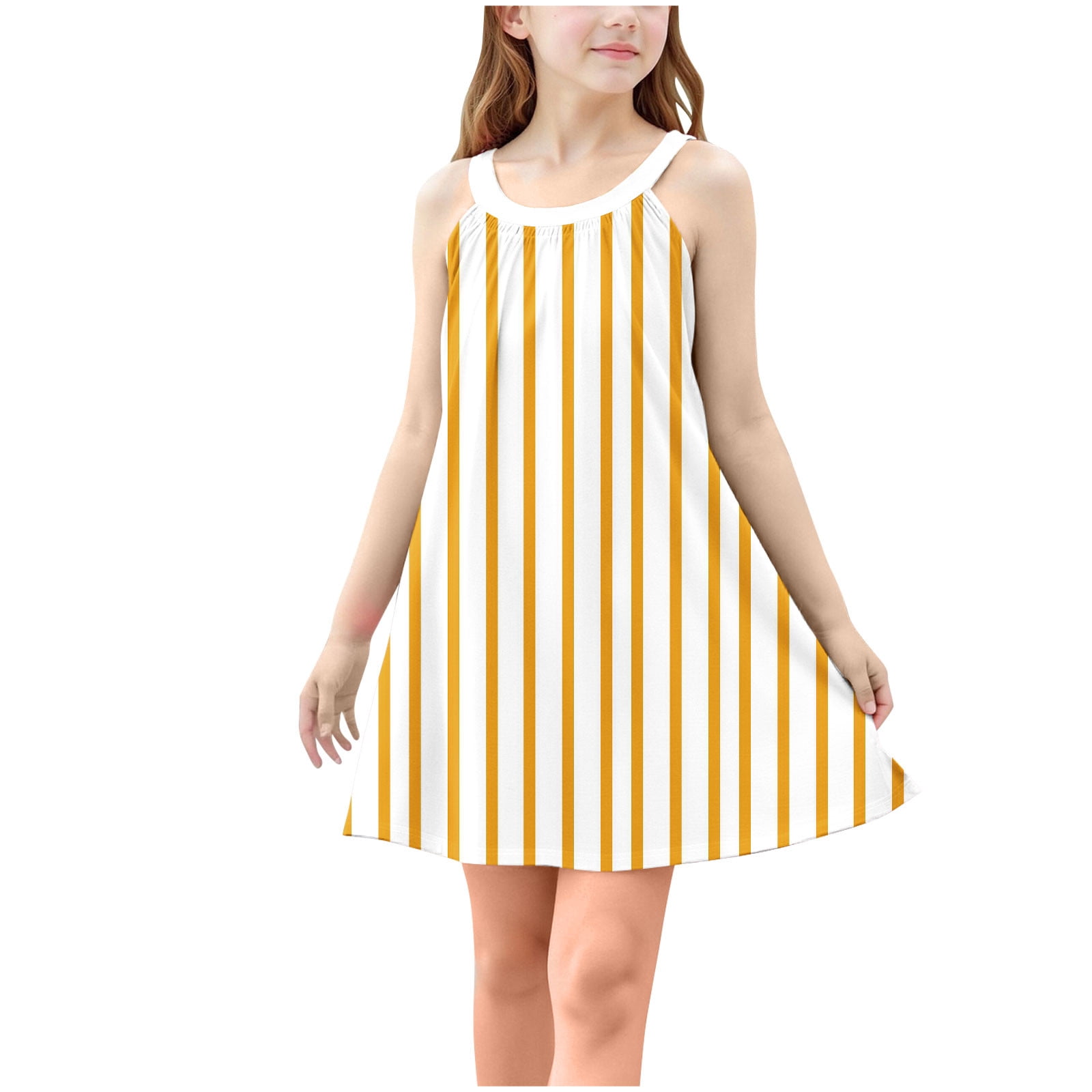 Babcutegg Kid Girls Dresses, Striped Pattern A-Line Crew Neck Dresses ...