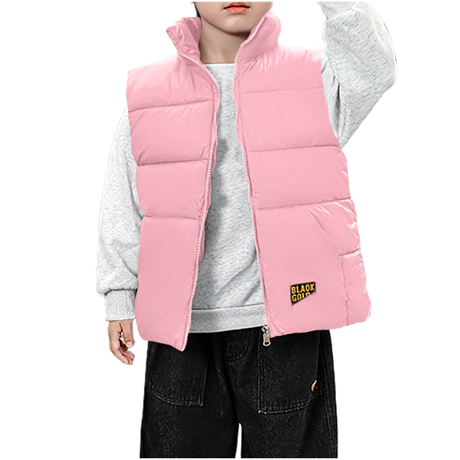Babcutegg Kid Girls Puffer Vests Zip up High Collar Mid Length ...