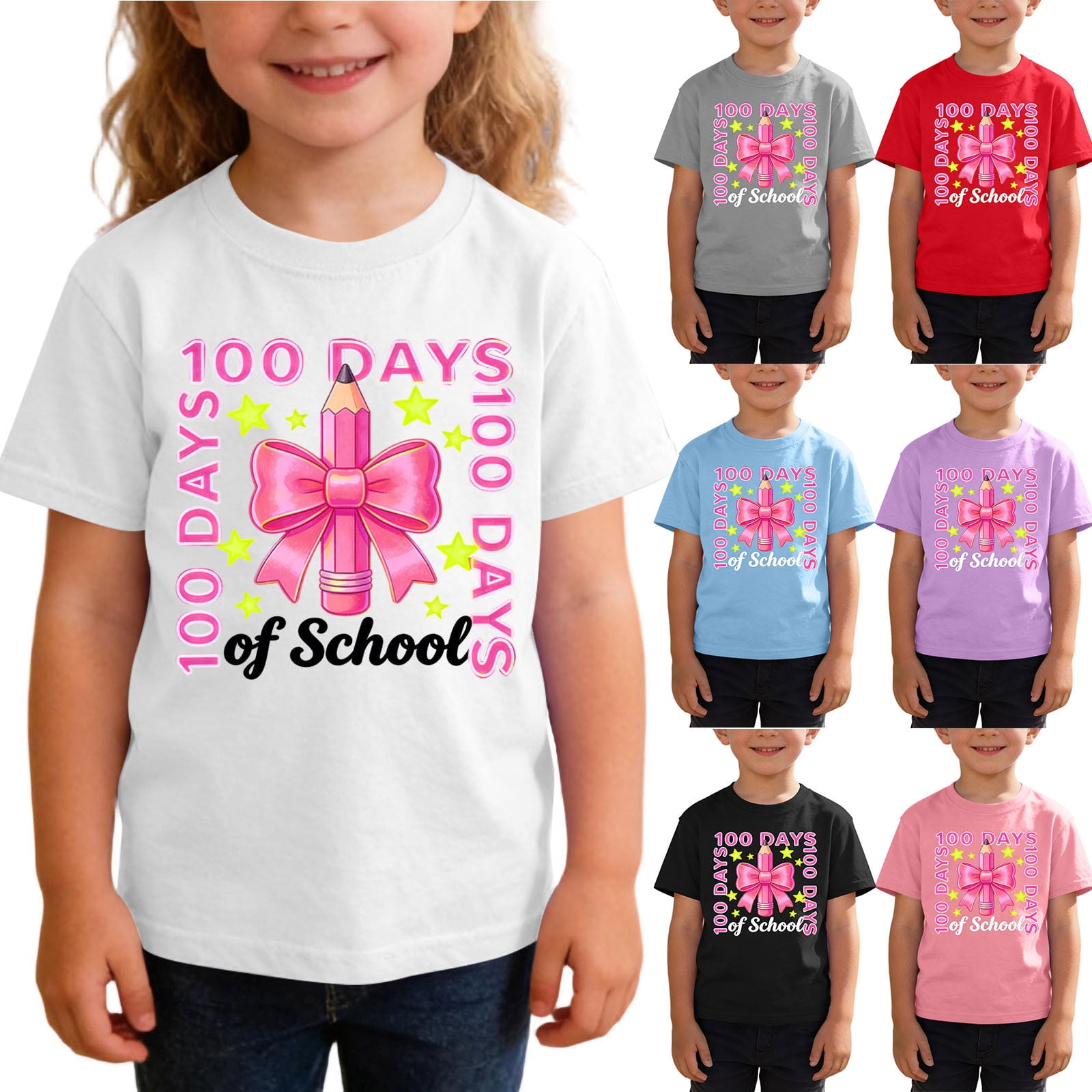 Babcutegg Kid Girls School Uniform Short Sleeve Causal Fashion Graphic ...