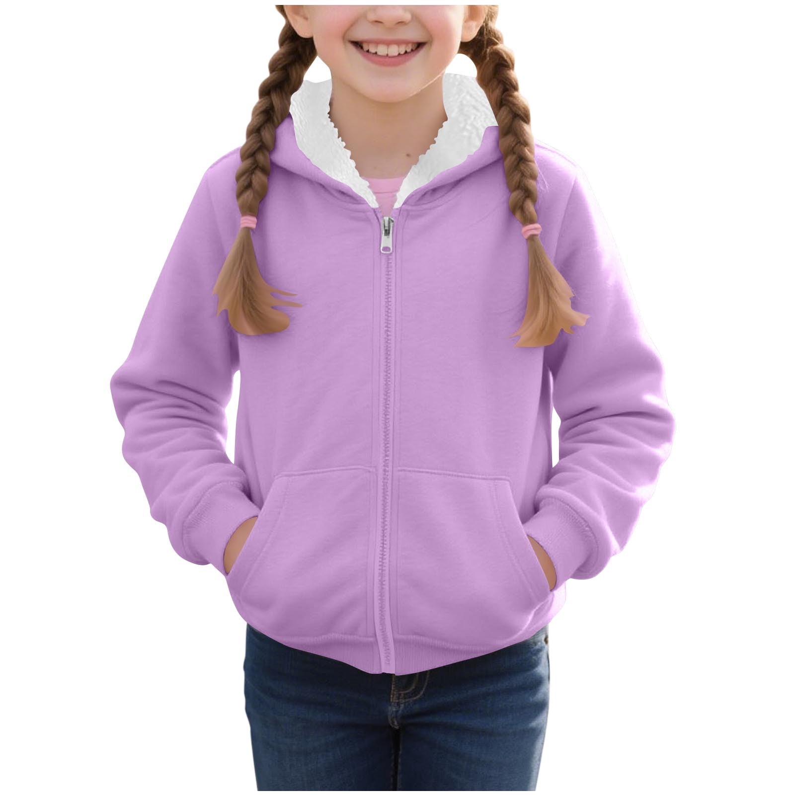 Babcutegg Kid Girls Sweatshirts Long Sleeve Hoodies Side Pockets Full ...