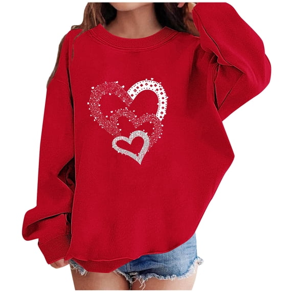 Babcutegg Kid Girls Valentine's Day Shirts Pullover Crew Neck Love ...
