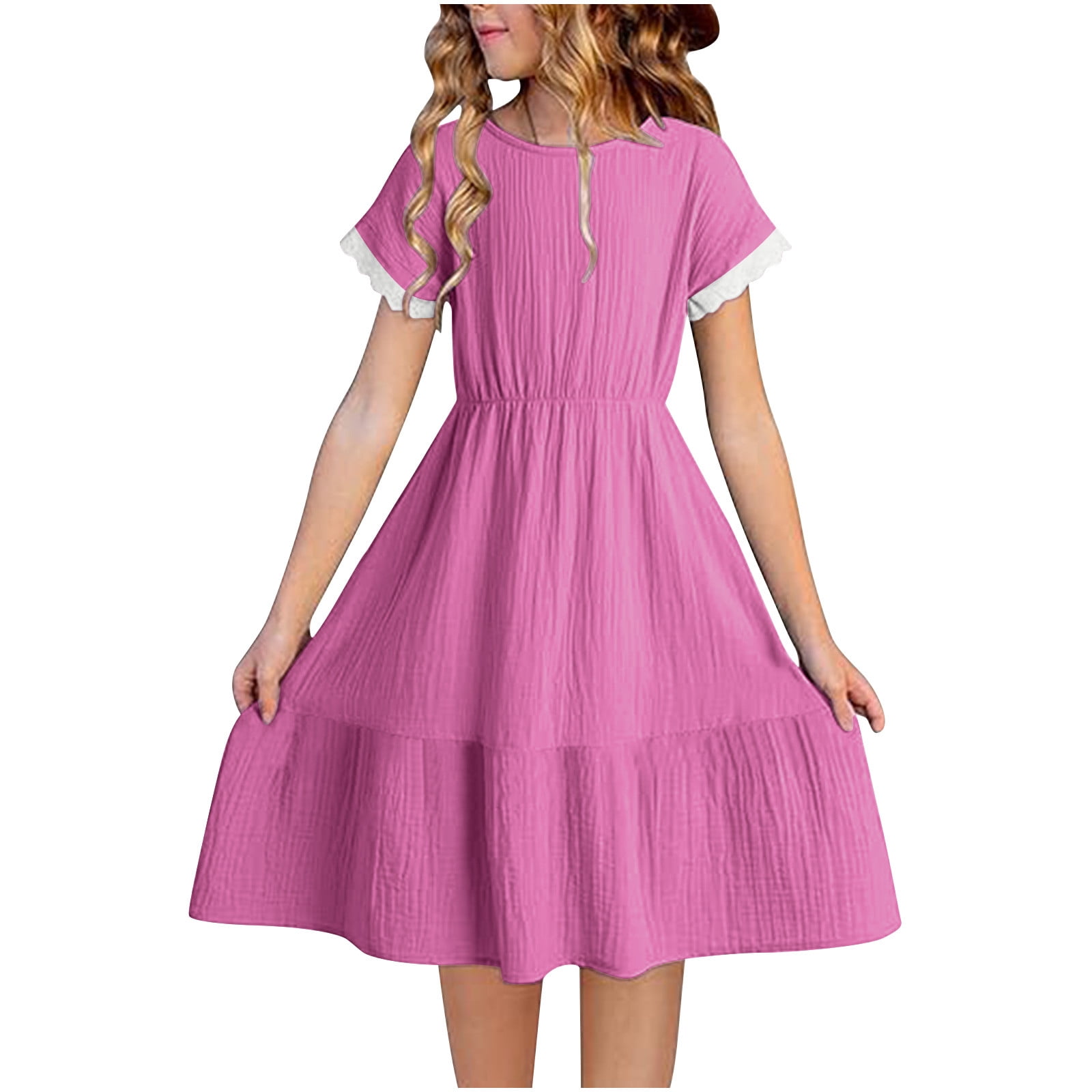 Babcutegg Kids Clothes For Girls Short Sleeve Mid Length Elastic Waist ...