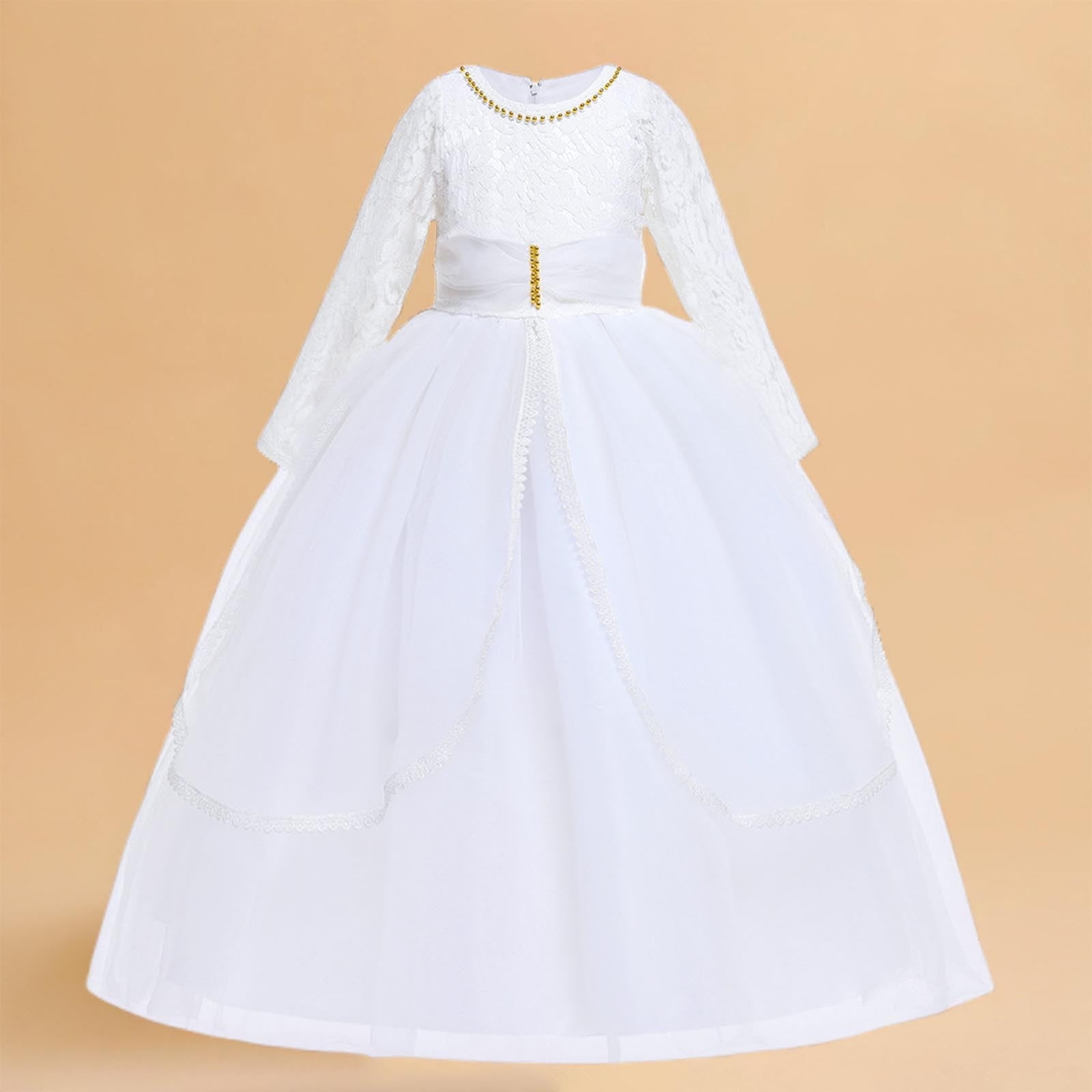 Babcutegg Layered Cake Dress, Bow Embellished Gown Round Neck Attire ...