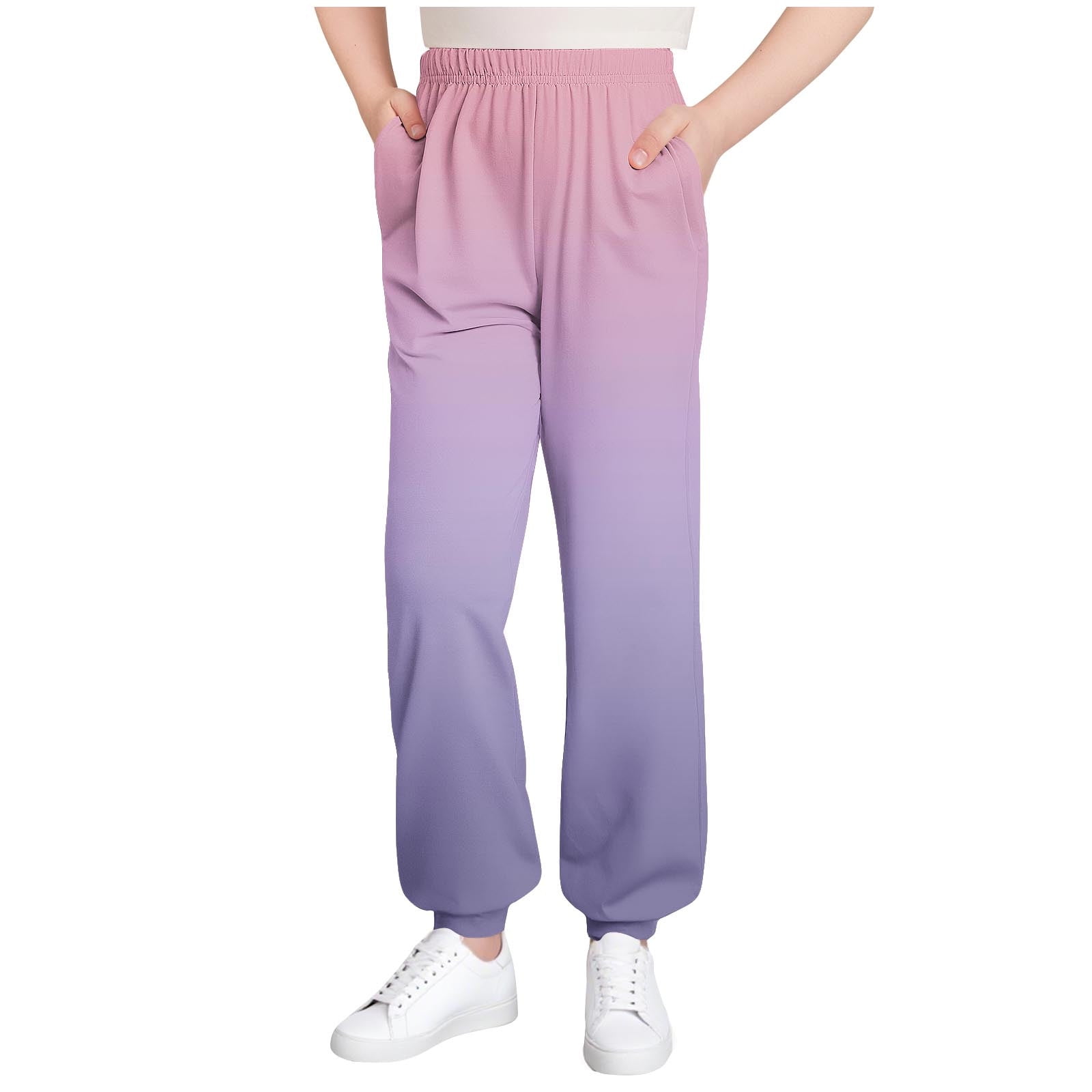 Babcutegg Long Pants for Toddler Girls Side Pockets Elastic Waist High ...