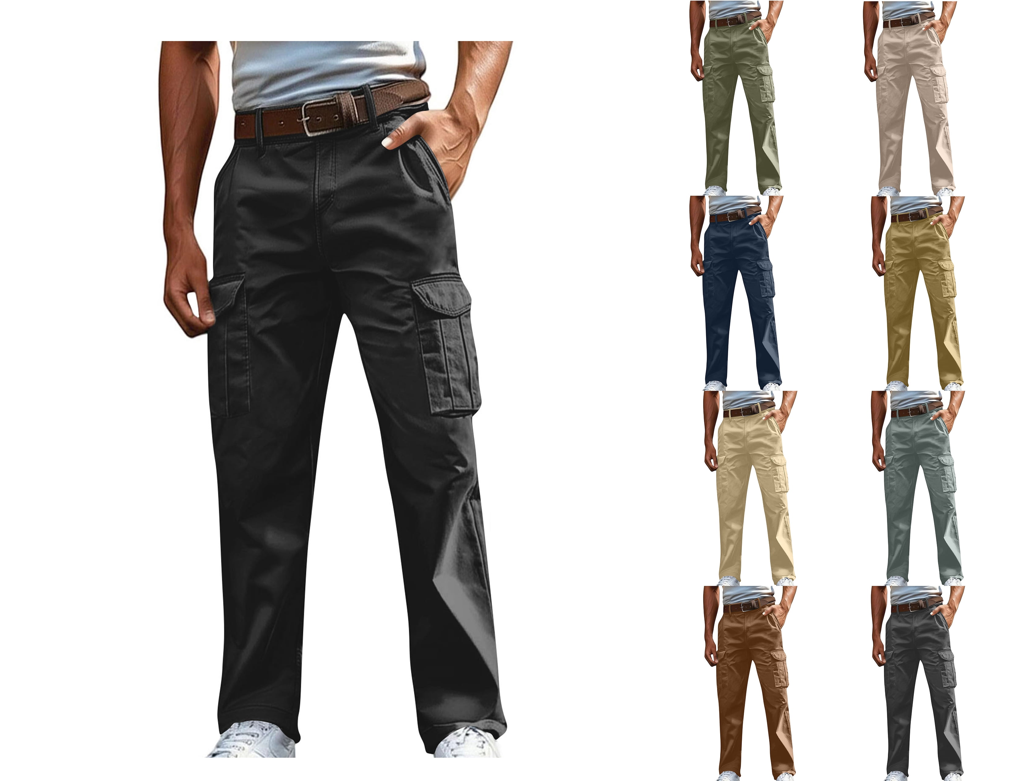 Babcutegg Mens Cargo Pants Side Pockets Straight Leg Big & Tall Outdoor ...