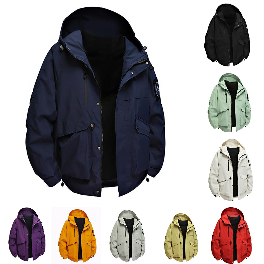 Babcutegg Mens Hooded Jackets Waterproof Adjustable Cuffs Full Zipper Hoodies Outdoor Hiking ...