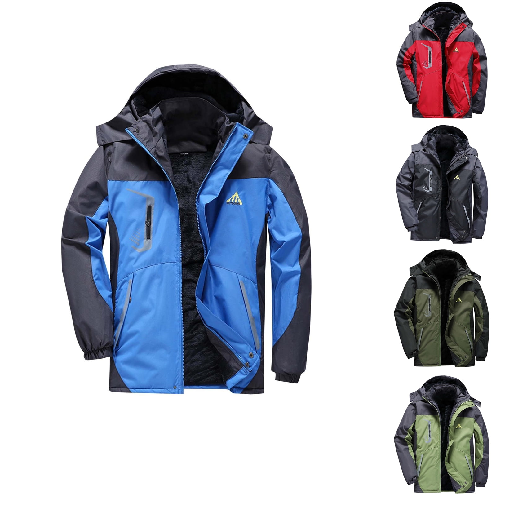 Babcutegg Mens Jackets Waterproof Hoodies Side Pockets Full Zipper ...