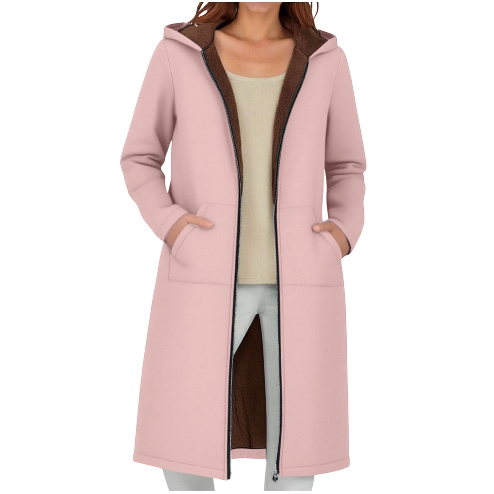 Babcutegg Overcoat Jackets for Women Wind Resistant Full Zipper Long ...