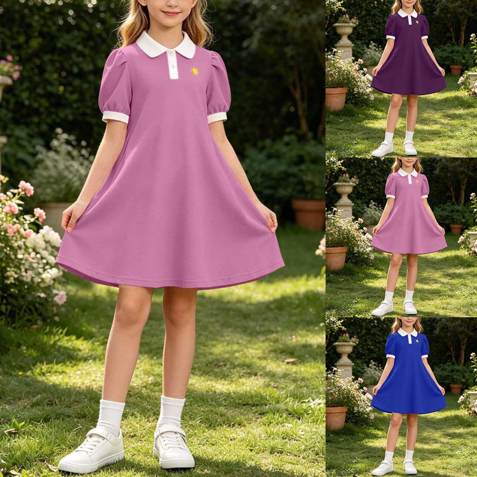 Babcutegg Printed Short Sleeve Dress With Lapel Detail, Lightweight ...