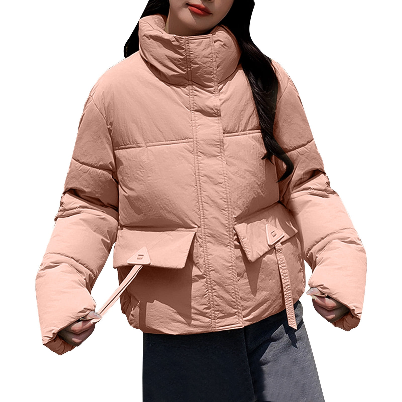 Babcutegg Puffer Jackets for Women Full Zipper Warm Long Sleeve Womens ...