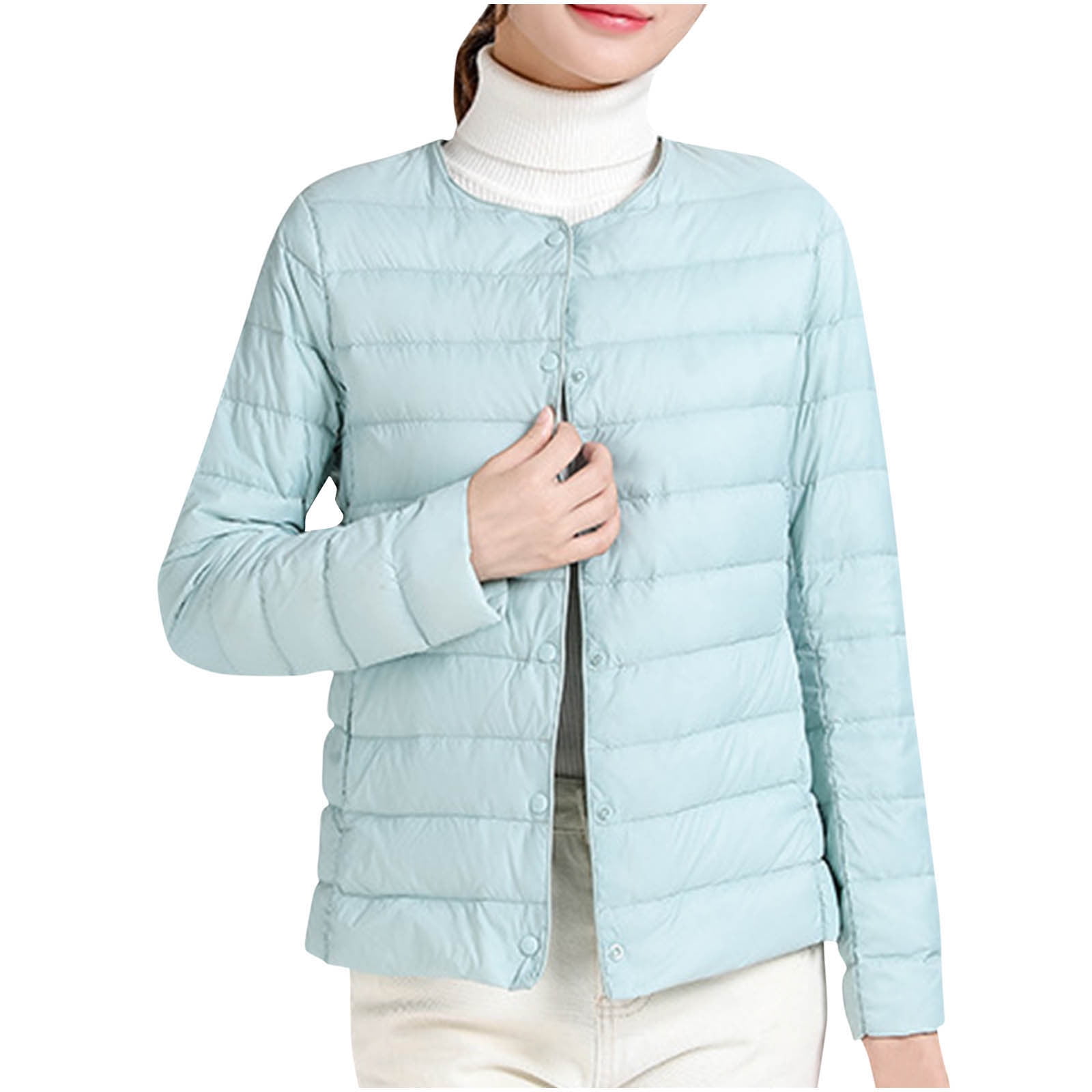 Babcutegg Puffer Jackets for Women Long Sleeve Side Pockets Hooded ...