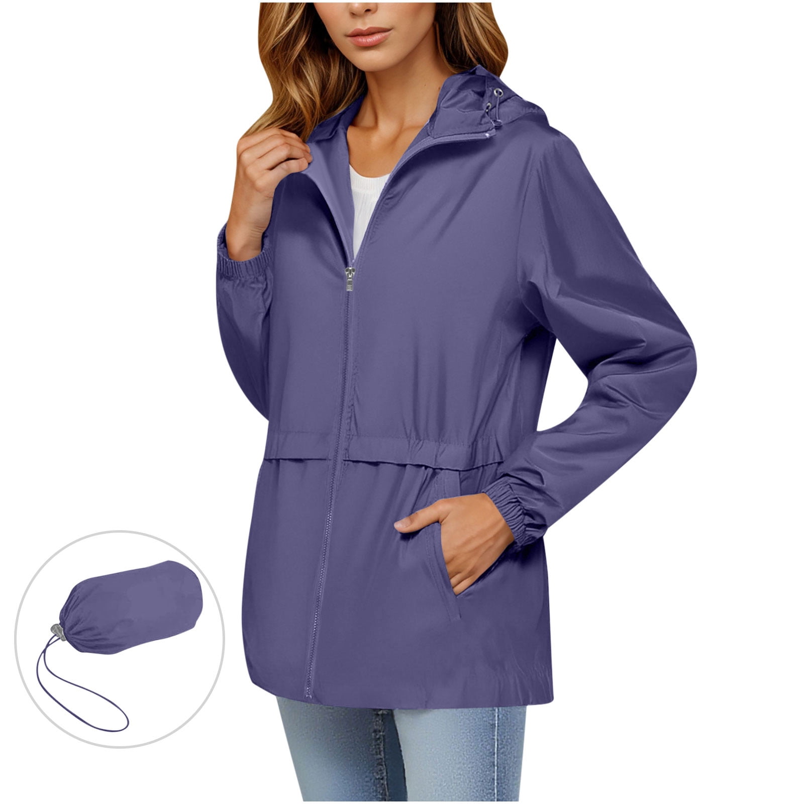 Babcutegg Rainproof Jackets for Women Long Length Casual Fashion Hooded ...