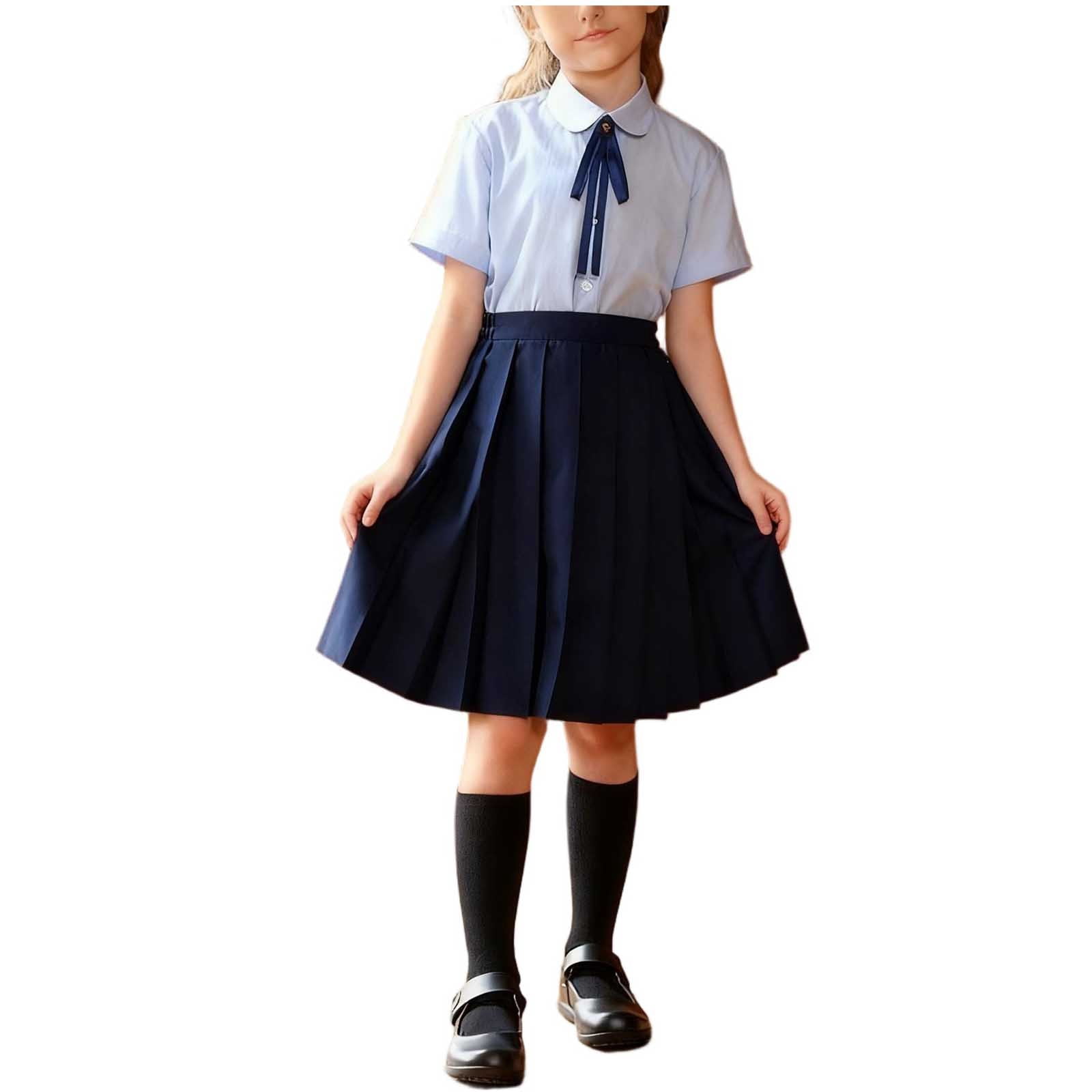 Babcutegg School Uniform Set for Girls Lapel High Waist Short Sleeve ...