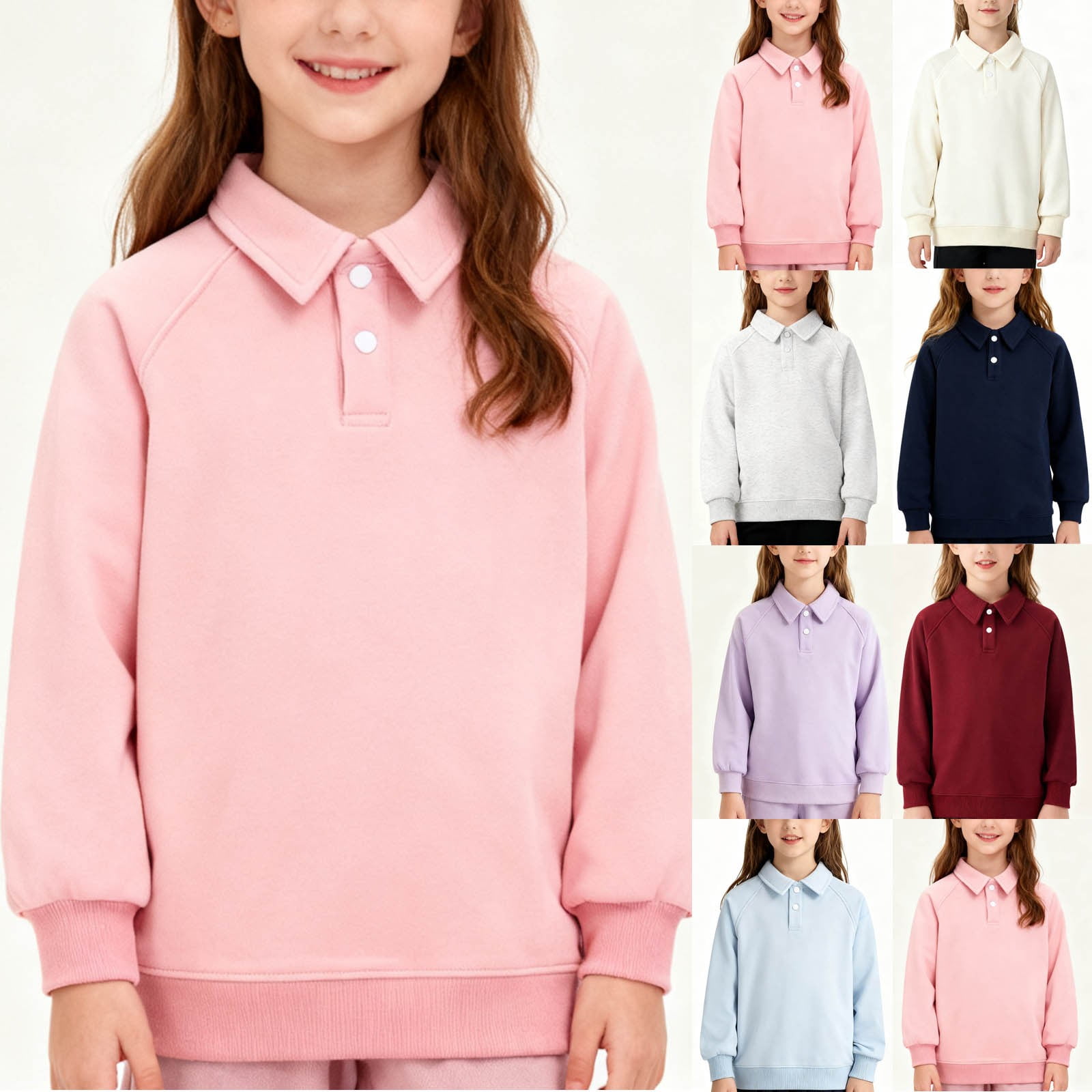 Babcutegg Shirts for Girls Lapel Turndown Collar Pullover Campus Style ...