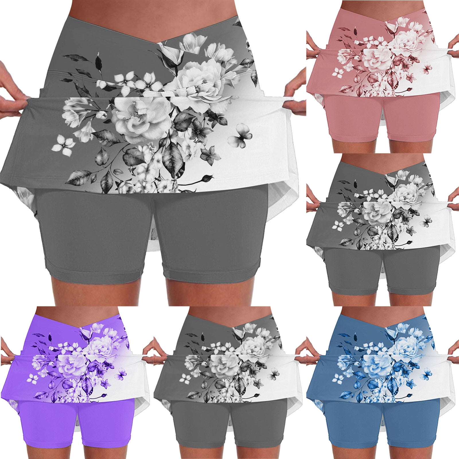 Babcutegg Shorts for Women Mid Waist Elastic Waist Polyester&Spandex ...