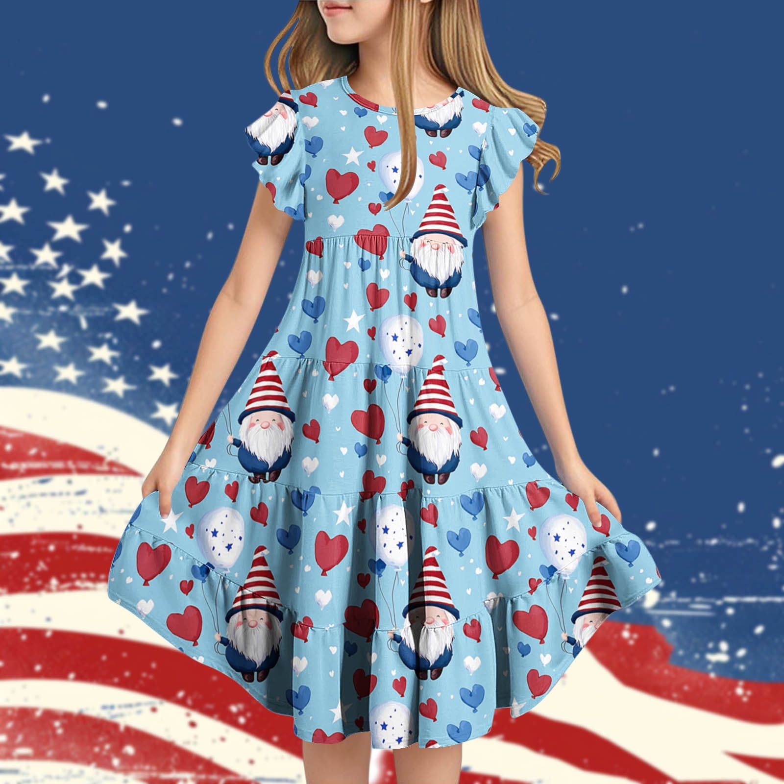 Babcutegg Stylish Summer Short Sleeve Ruffled Dress With Print Design ...