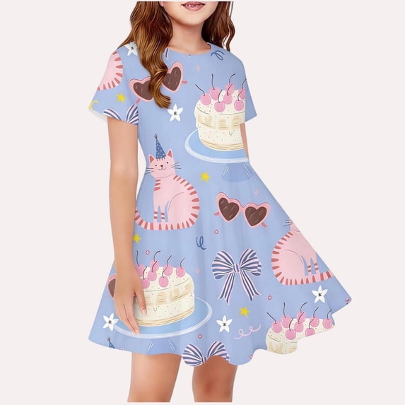 Babcutegg Summer Short-Sleeve Round-Neck Dress With Playful Jellyfish ...