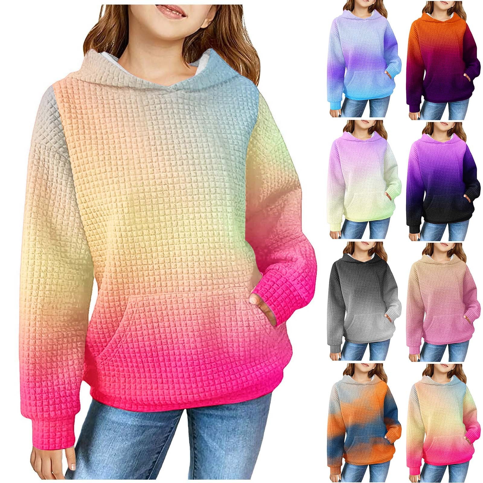 Babcutegg Sweatshirt for Girls Gradient Print Hooded Long Sleeve ...