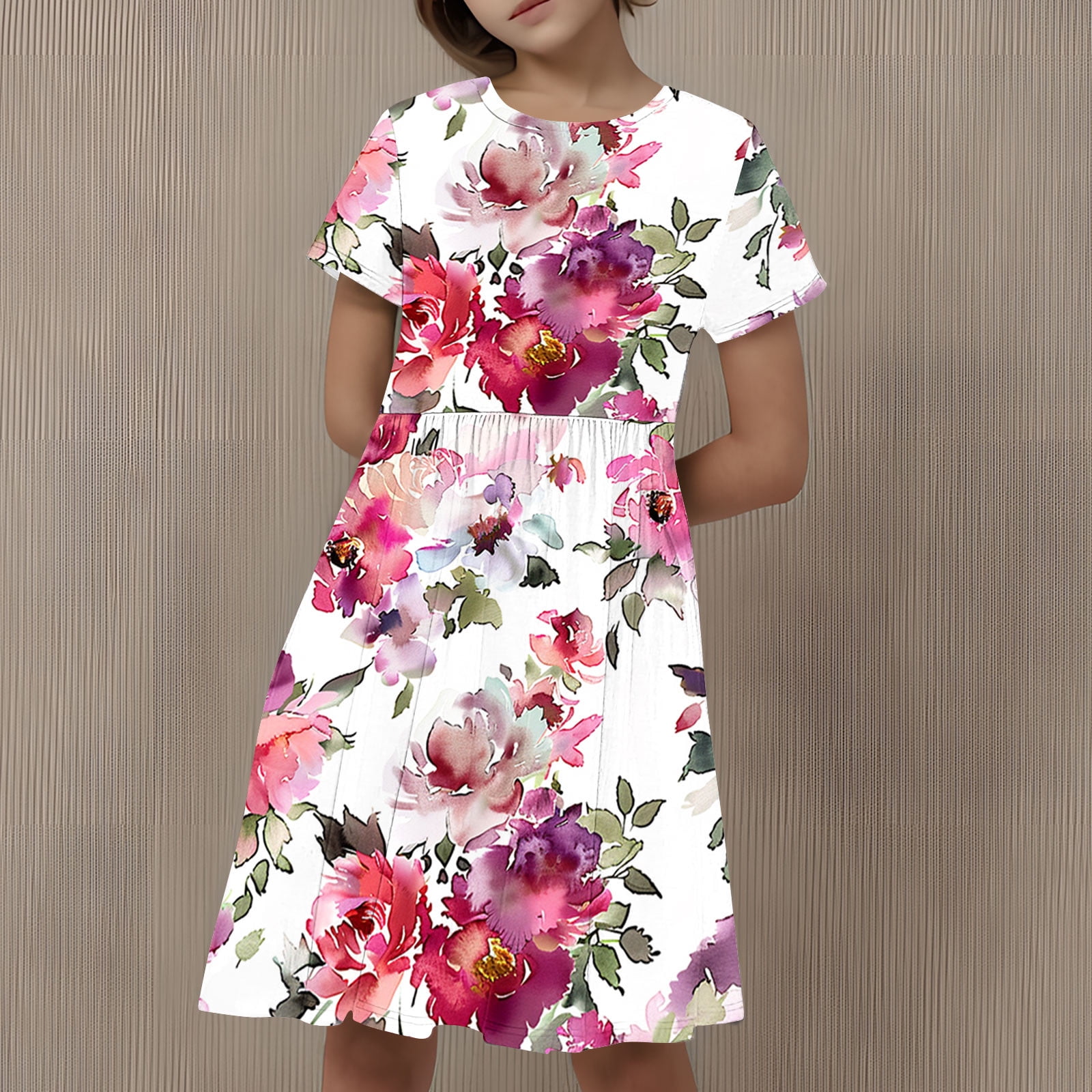 Babcutegg Teen Girls' Summer wear Dress, Graphic Pattern A-Line Crew ...