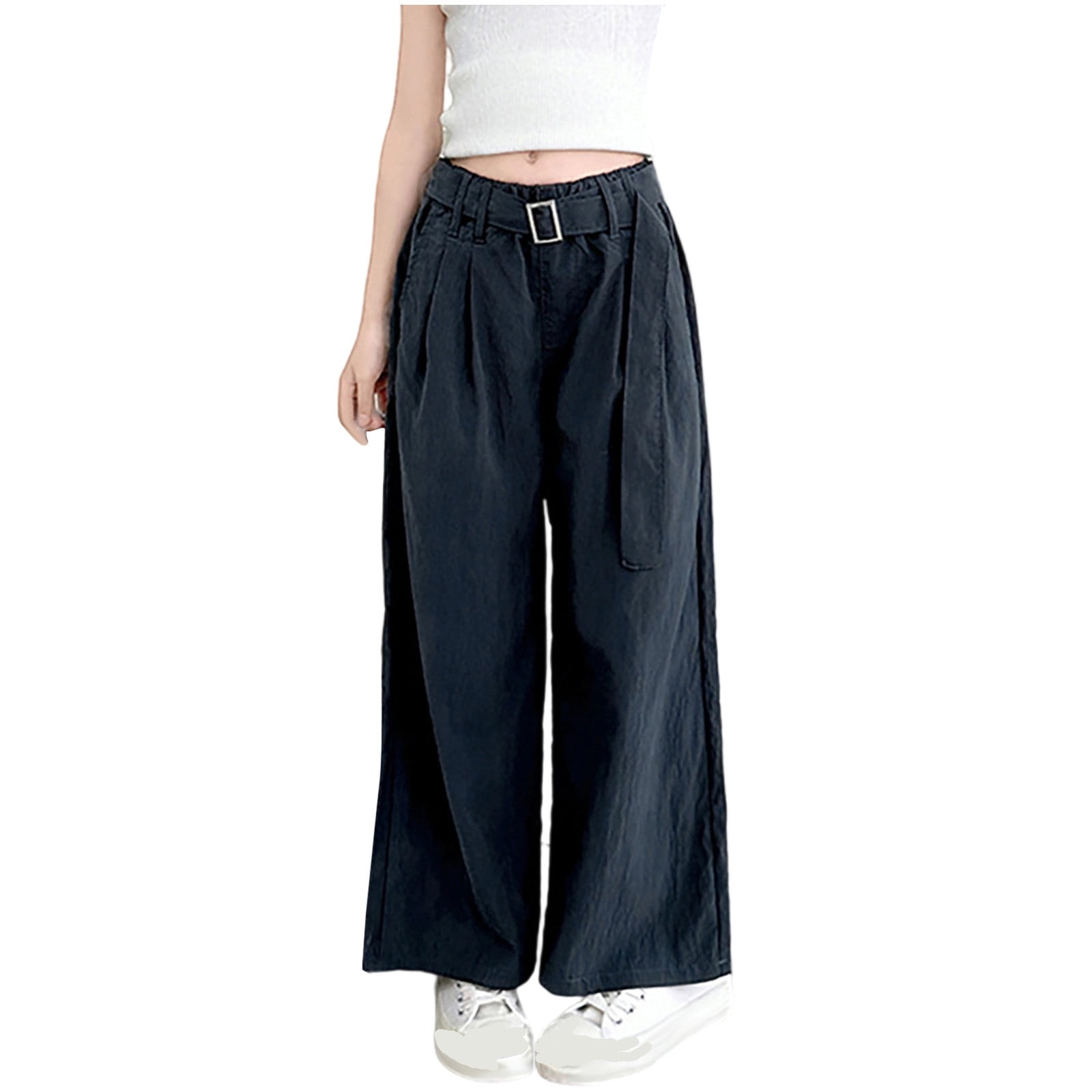 Babcutegg Toddler Girls Long Pants Relaxed Fit Side Pockets Elastic ...