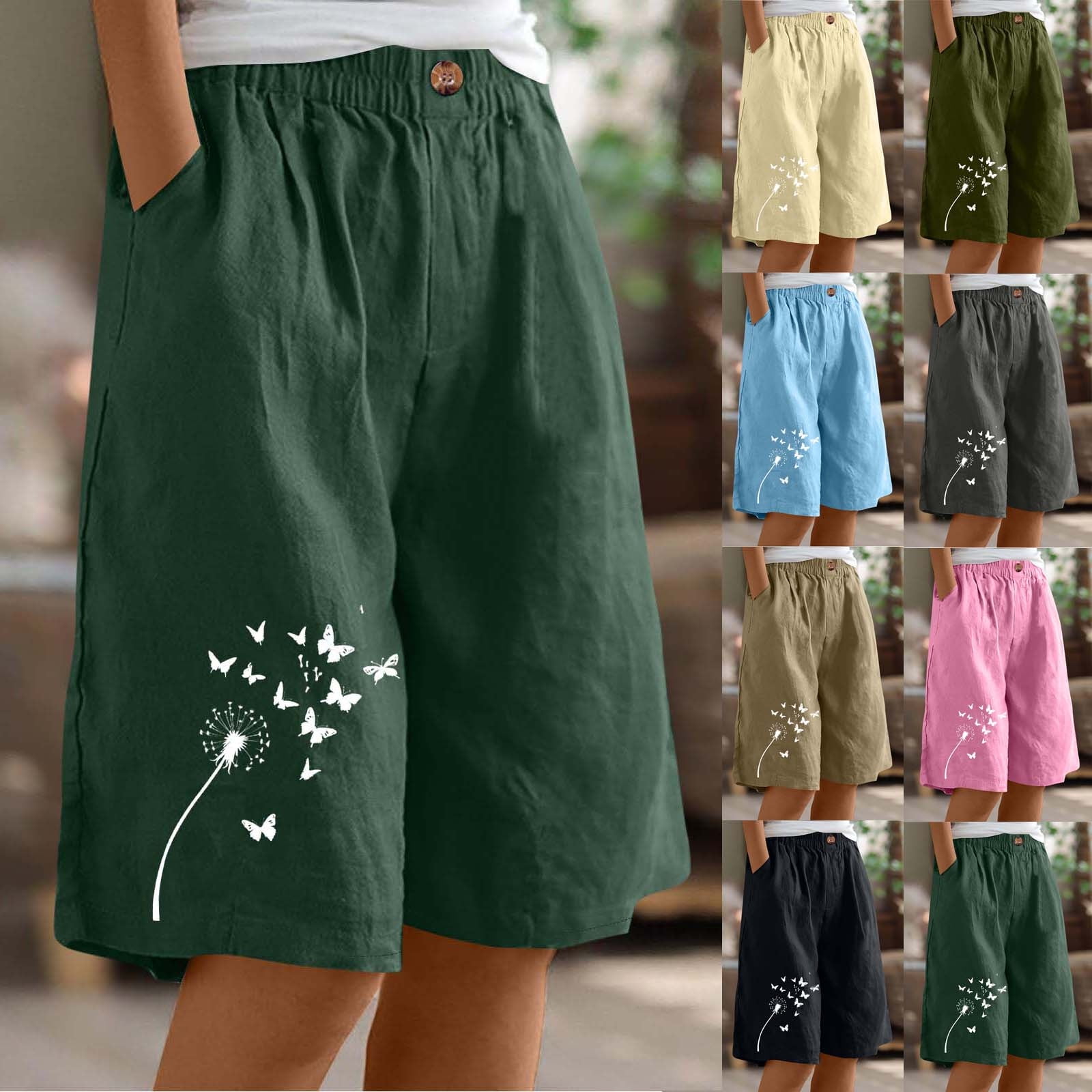 Babcutegg Women Shorts Polyester Side Pockets Elastic Waist Short For Women Khaki S - Walmart.com