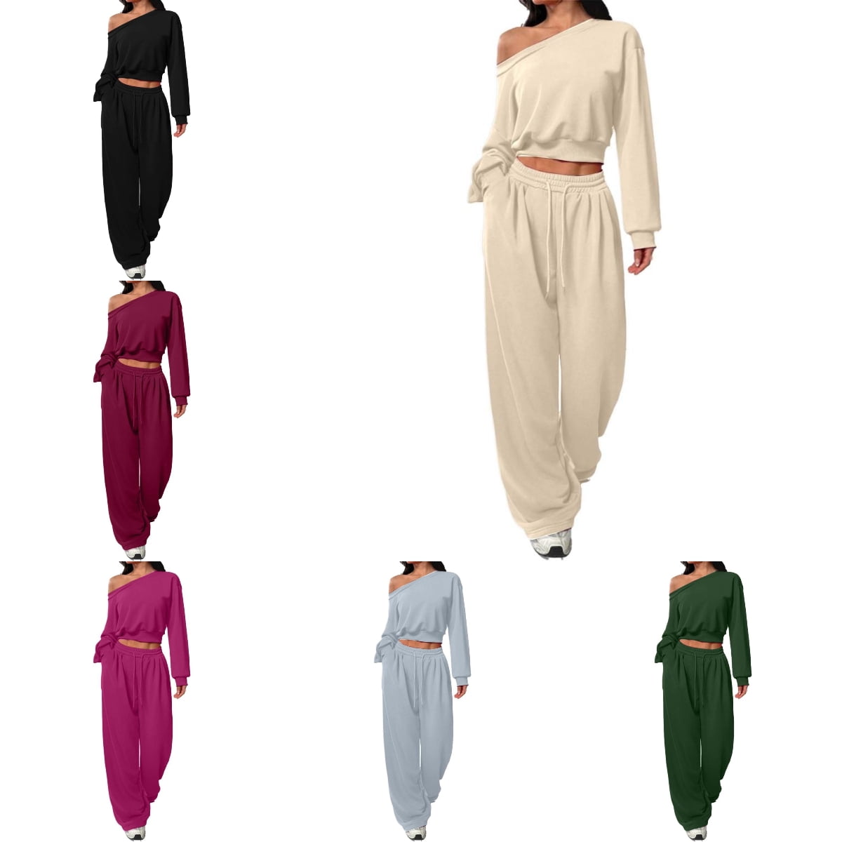 Babcutegg Womens Blouse and Pants Set Long Sleeve with Drawstring High ...