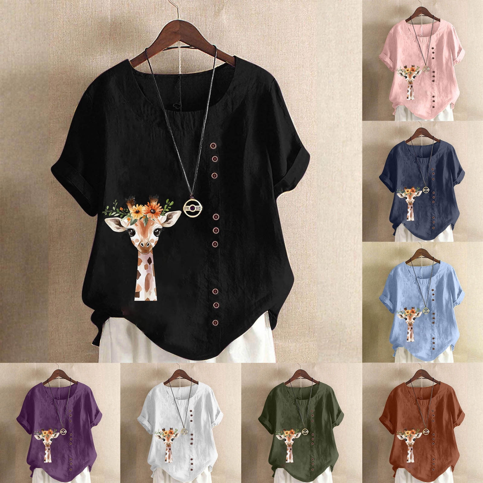 Babcutegg Womens Blouses with Button Casual Fashion Pullover Crew Neck ...