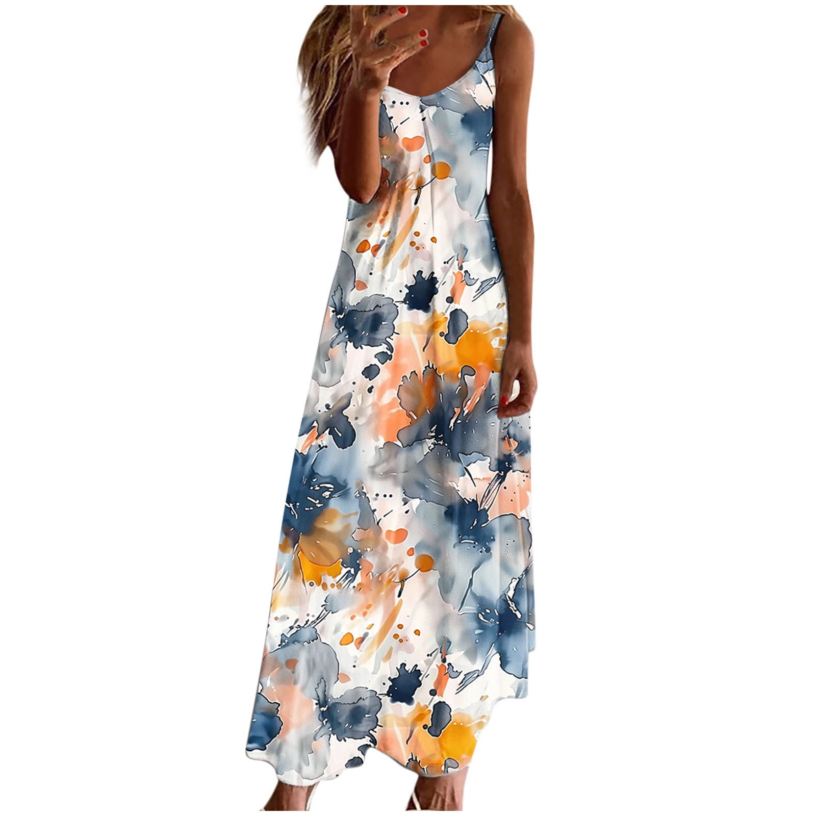 Babcutegg Womens Casual Dress, Sleeveless Graphic Pattern V-Neck ...