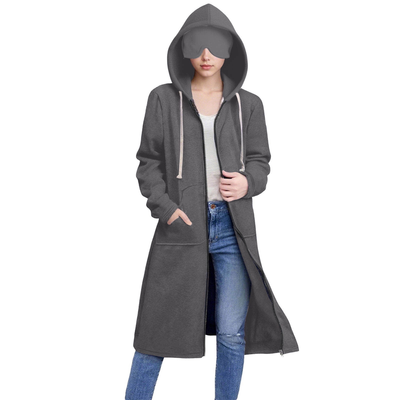 Babcutegg Womens Jackets Full Zipper with Mask Side Pockets Fall and ...