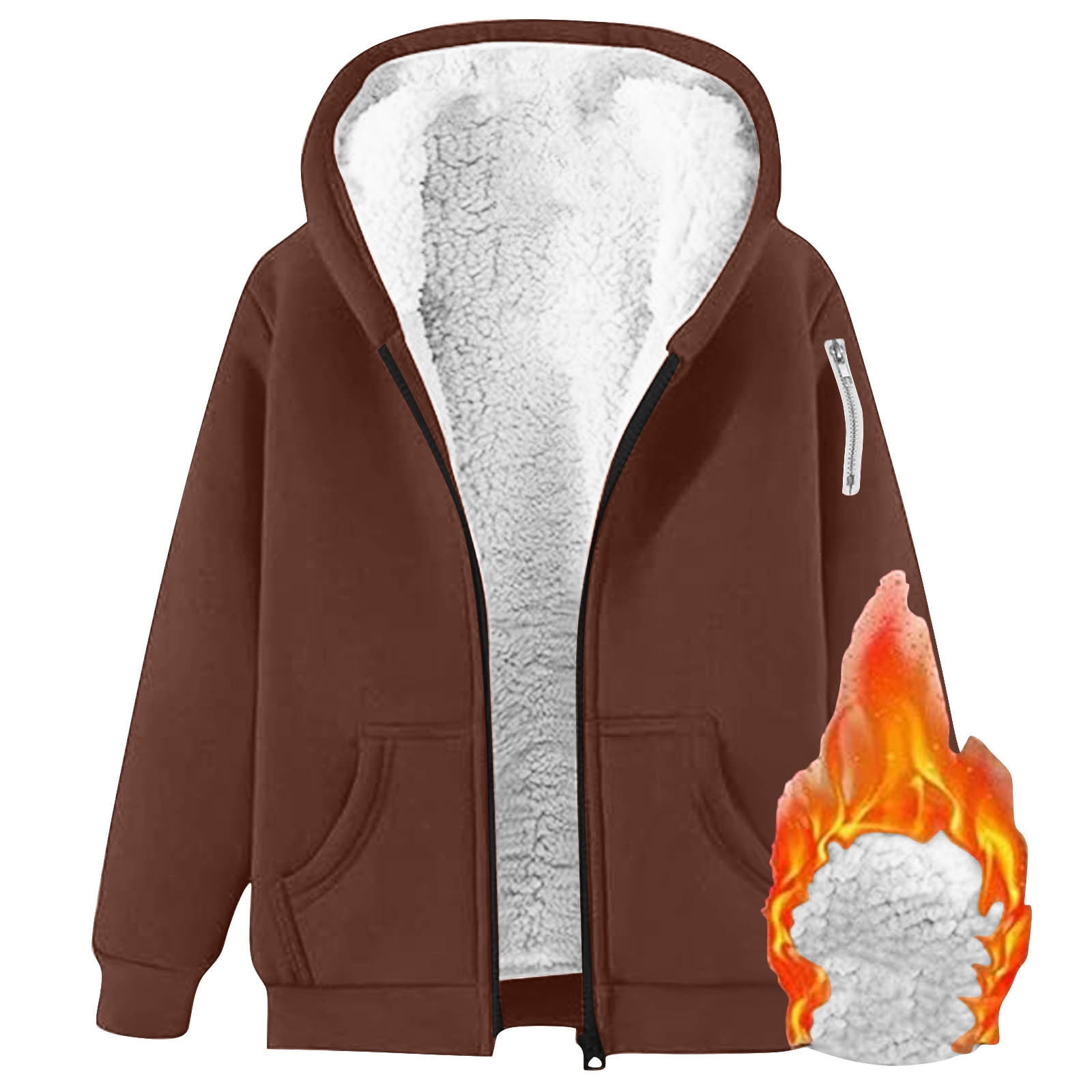 Babcutegg Womens Jackets Side Pockets Long Sleeve Fleece Lined Fall and ...