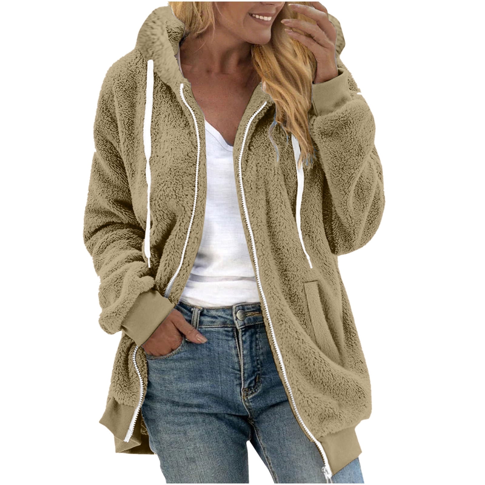 Babcutegg Womens Jackets Warm Side Pockets Long Sleeve Fall and Winter ...