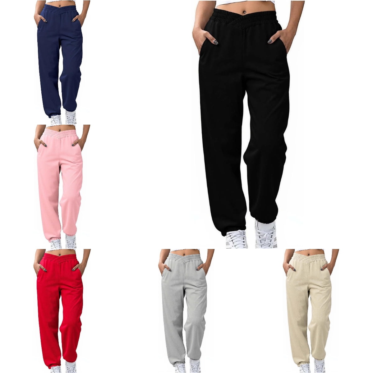 Babcutegg Womens Jogger Pants Soild Color Lightweight Casual Fashion ...