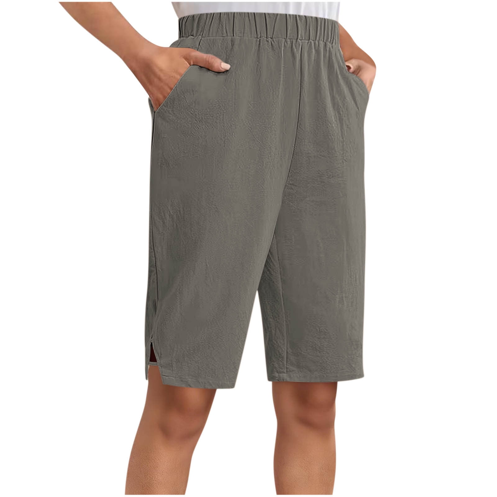 Babcutegg Womens Linen Pants Side Pockets Soild Color Comfortable ...