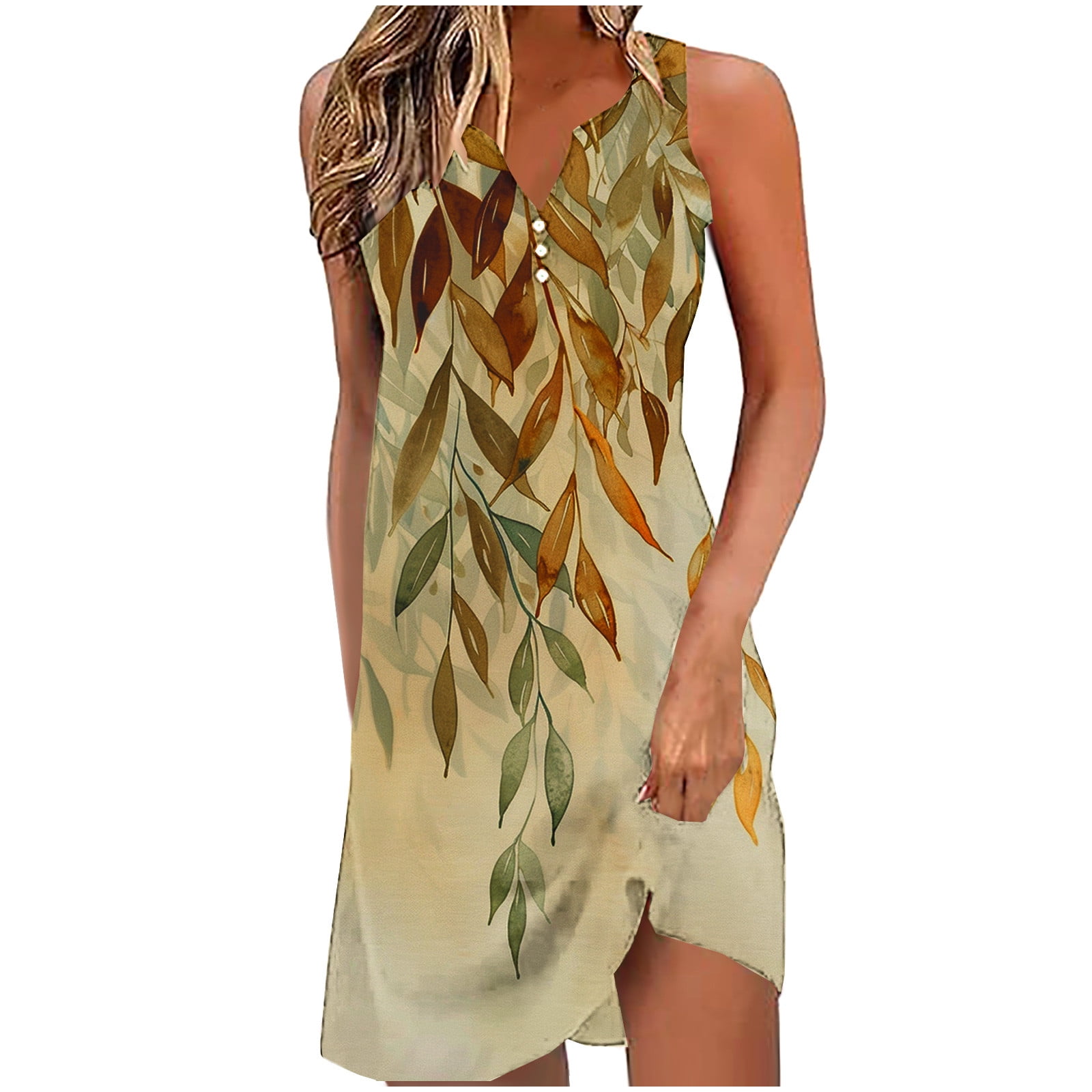 Babcutegg Womens Relaxed Fit Dresses, Sleeveless V-Neck Graphic Print ...
