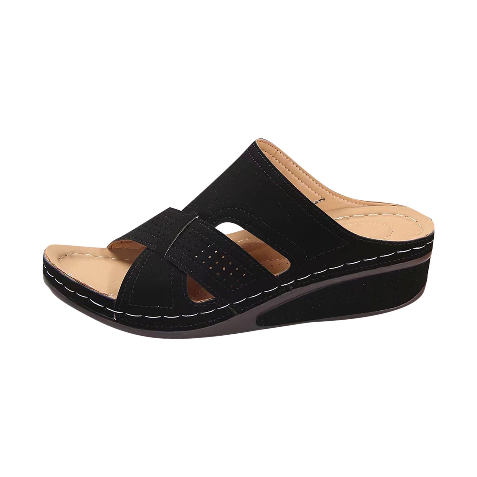 Babcutegg Womens Sandals, Wedge Heel Sandals Pure Color Soft Bottom ...