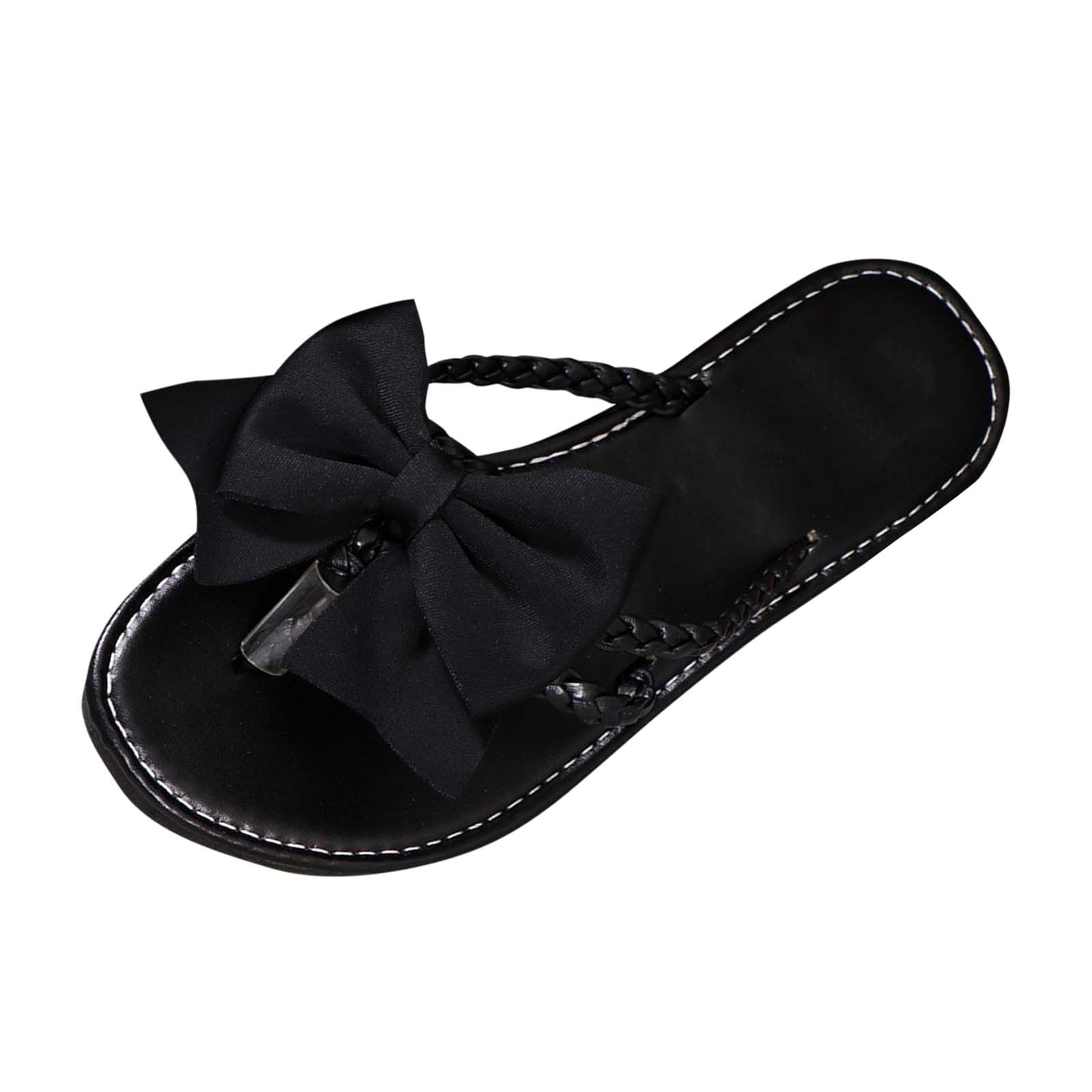Babcutegg Womens Slippers Bow Non-Slip Flat Bottom Graphic Pattern ...