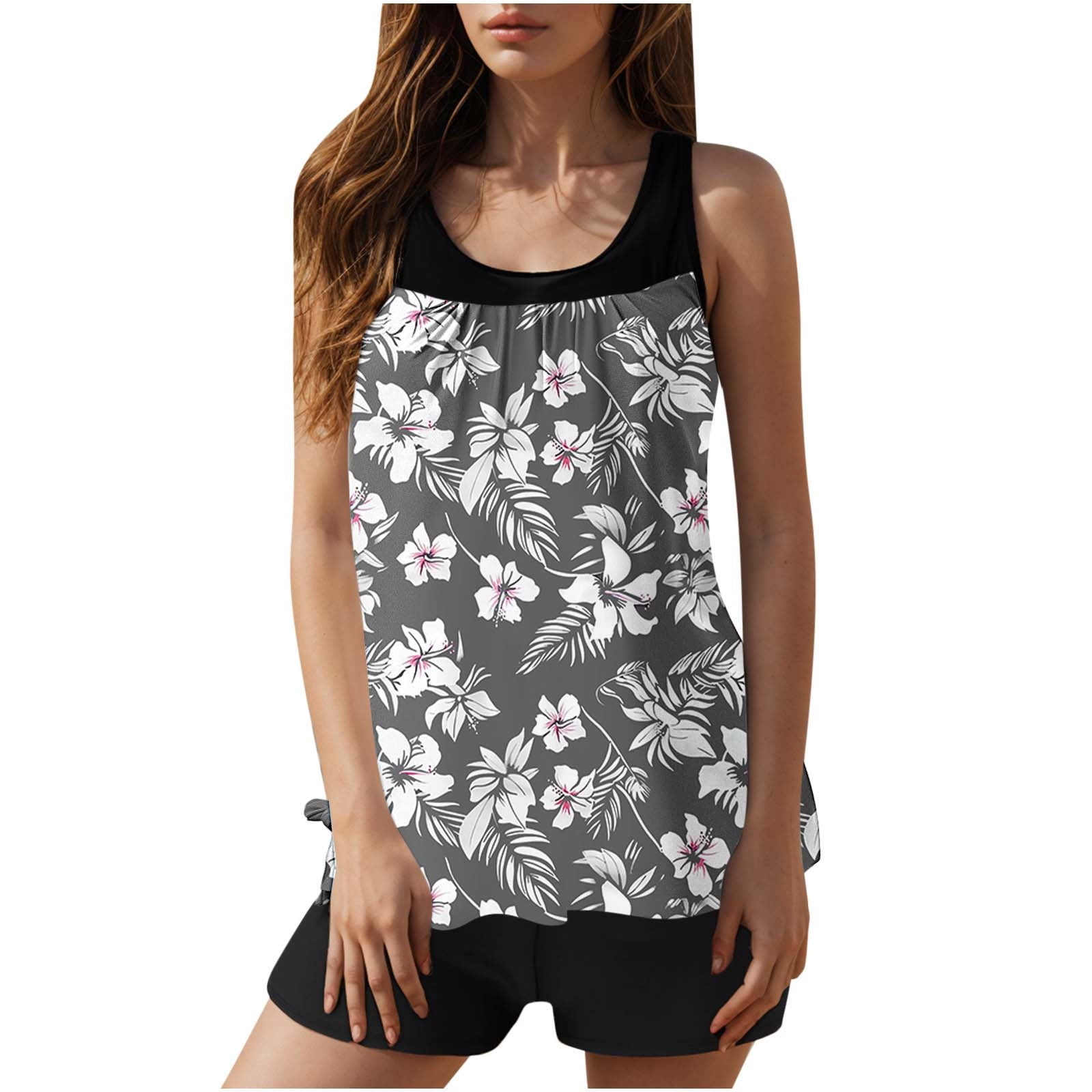 Babcutegg Womens Tankini Swimwear Beach Wear Sleeveless Tummy Control ...