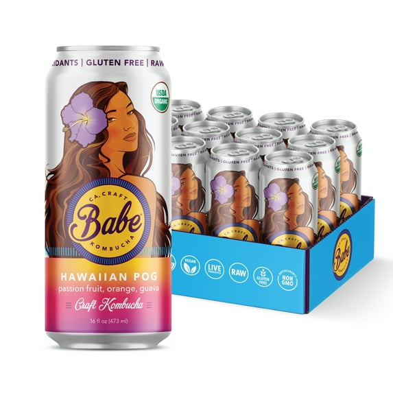 Babe Organic Craft Kombucha, Hawaiian POG, Vegan Friendly, USDA ...