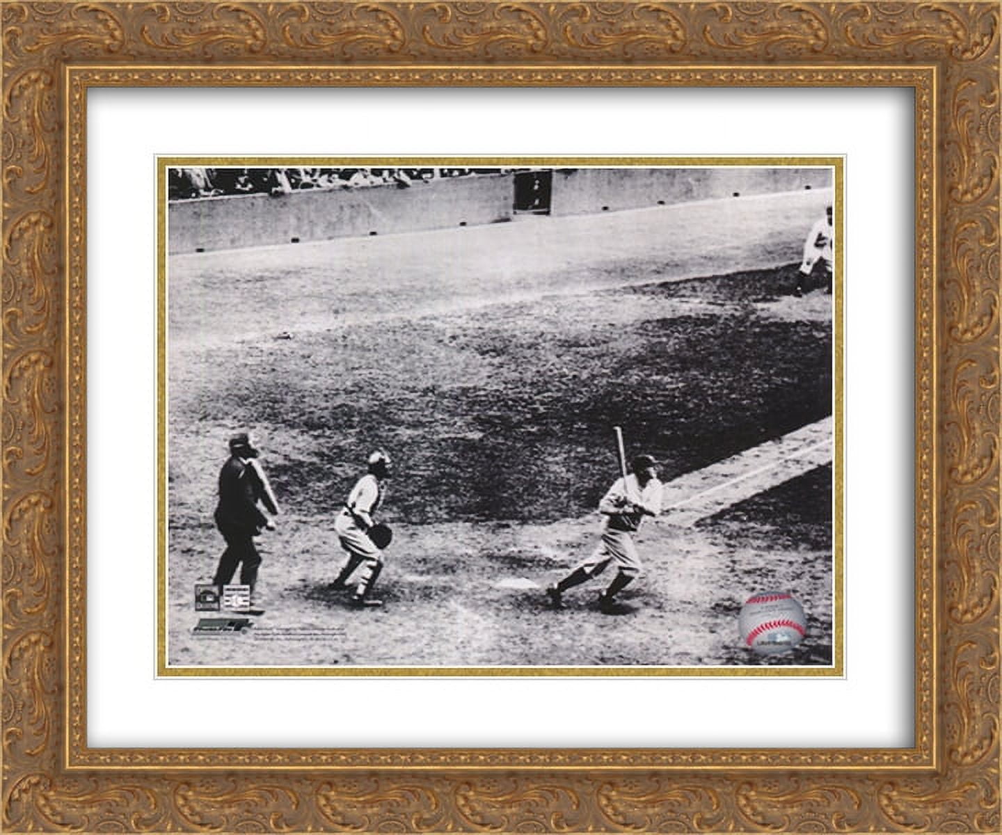 Babe Ruth, 1927 60th Home Run 2x Matted 24x20 Gold Ornate Framed Art ...