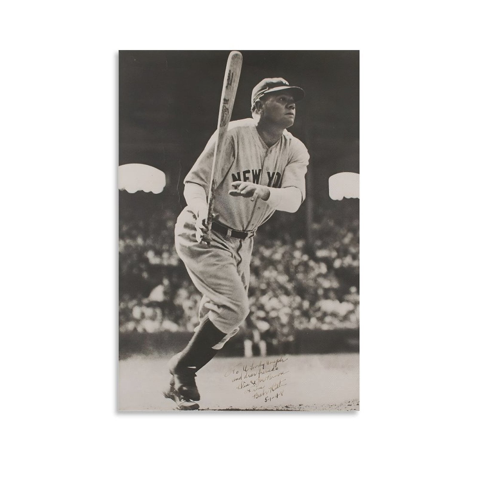 Babe Ruth - Batting Action Sports Canvas Poster Wall Art Picture Prints ...