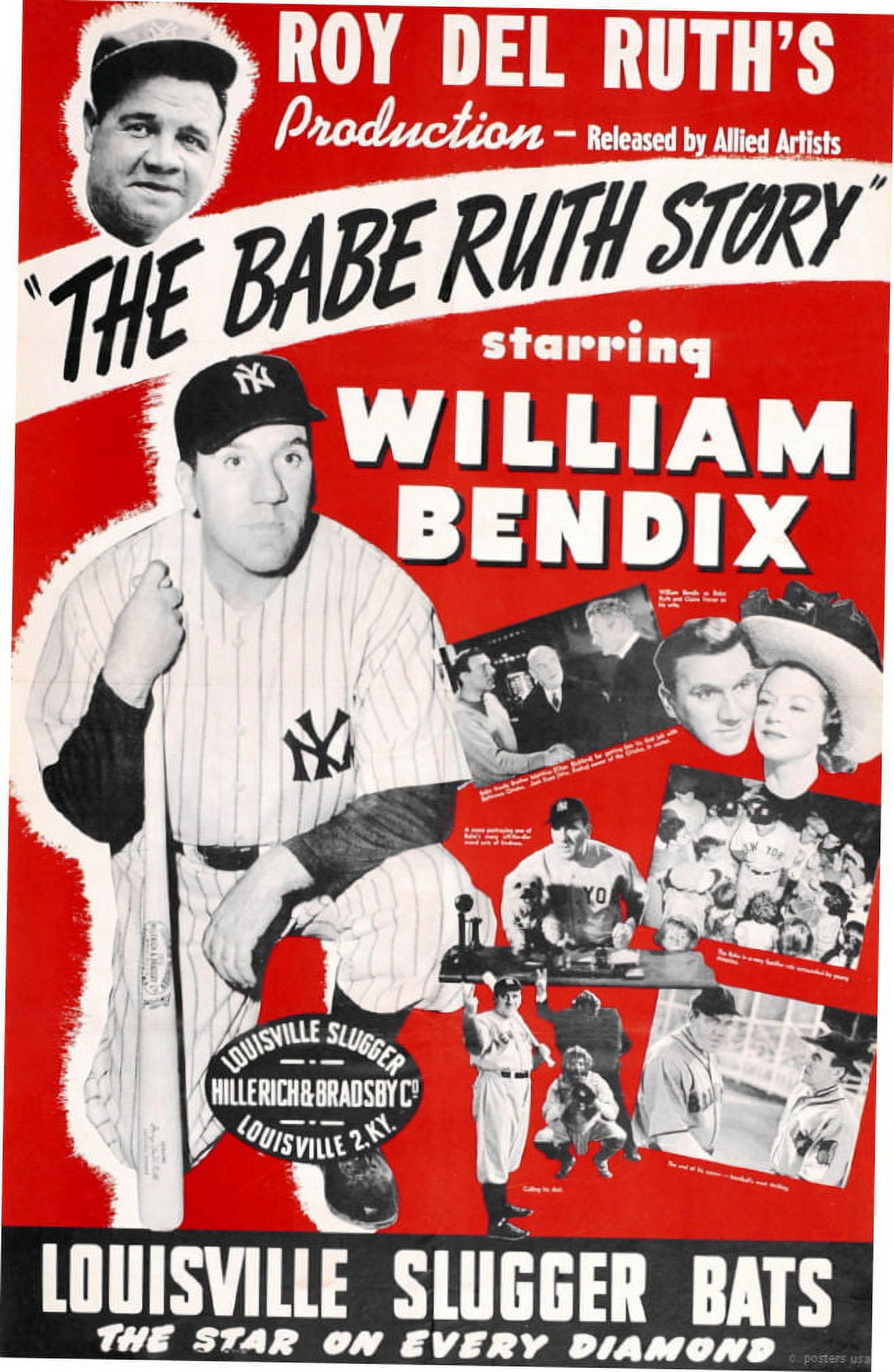 Babe Ruth Story The Movie Poster 12x16 Print on Metal Sign 12in x 16in ...