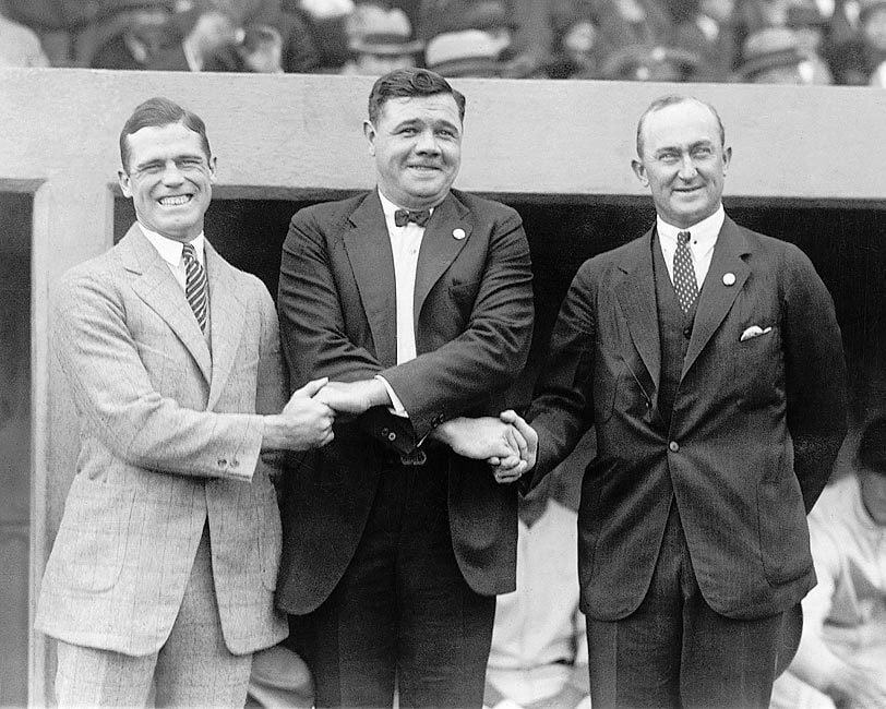 Babe Ruth & Ty Cobb Shaking Hands - 24x36 Inch Glossy Laminated ...