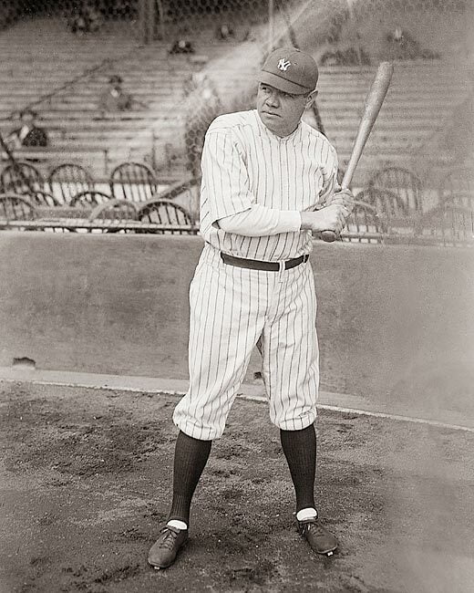 Babe Ruth W/ Bat New York Yankees Style - A - 12x18 Inch Laminated ...