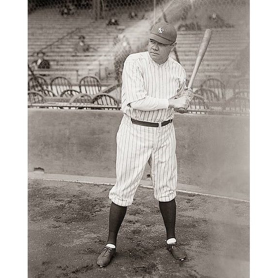 Babe Ruth W/ Bat New York Yankees Style - A - 12x18 Inch Laminated ...